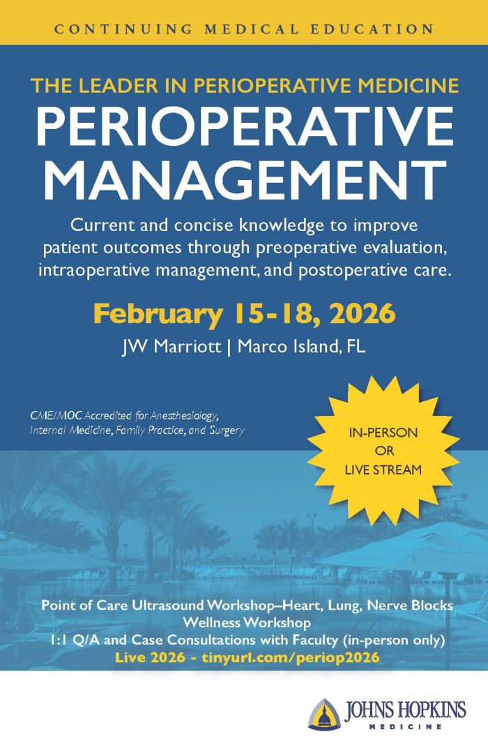 Perioperative Management 2026 – Johns Hopkins Anesthesiology and ...